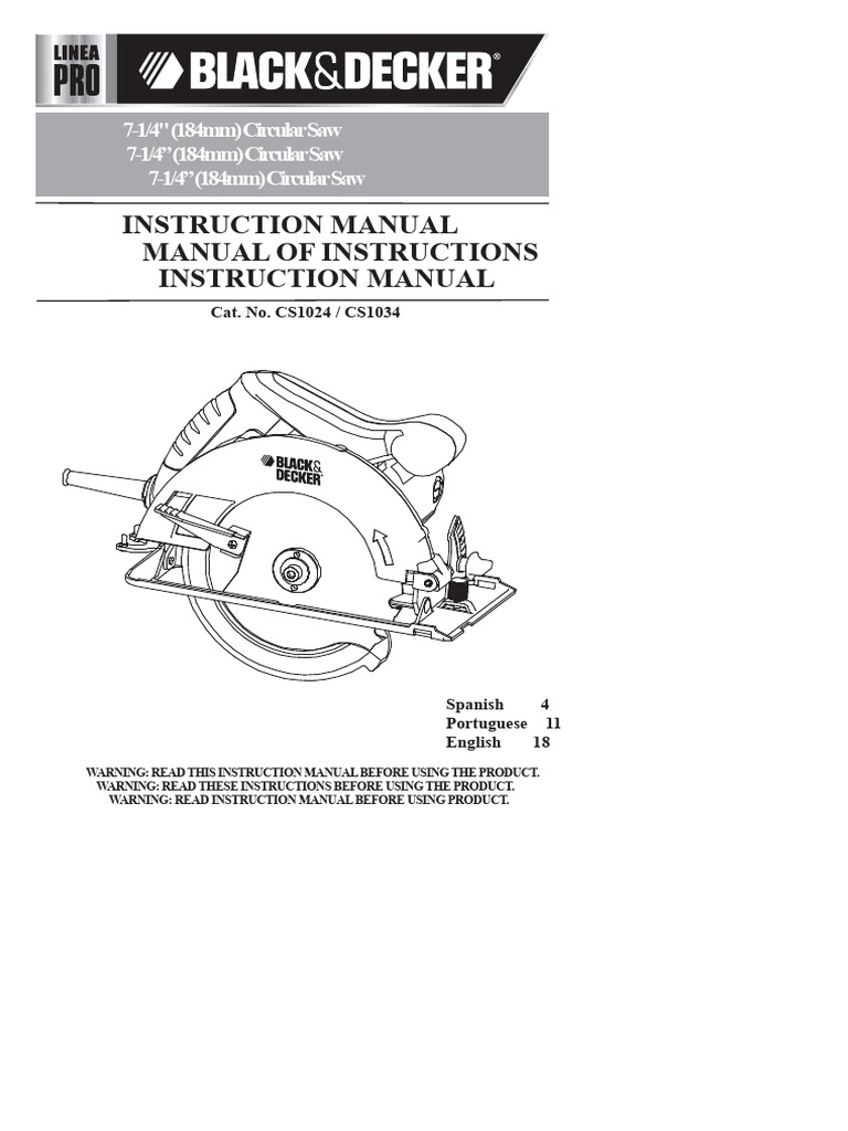 Black and Decker Circular Saw Manual | PDF