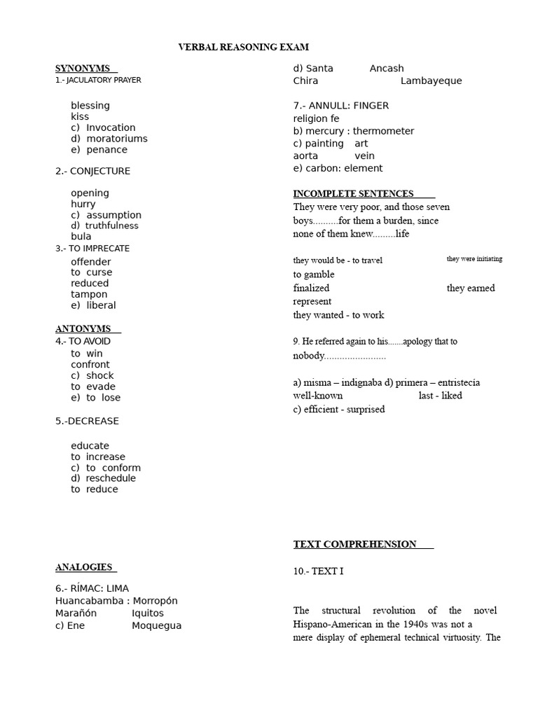 Bank of Verbal Reasoning Questions | PDF | Grammatical Gender | Grammatical Number