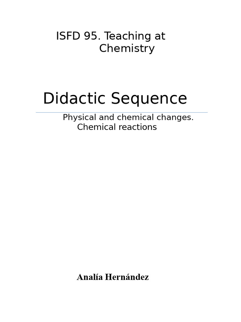 Didactic Sequence: Physical and Chemical Changes | PDF | Chemistry | Chemical Reactions