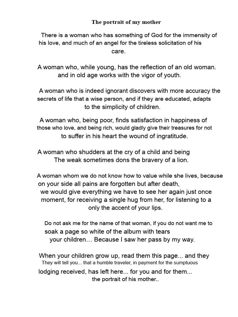 The Portrait of My Mother | PDF