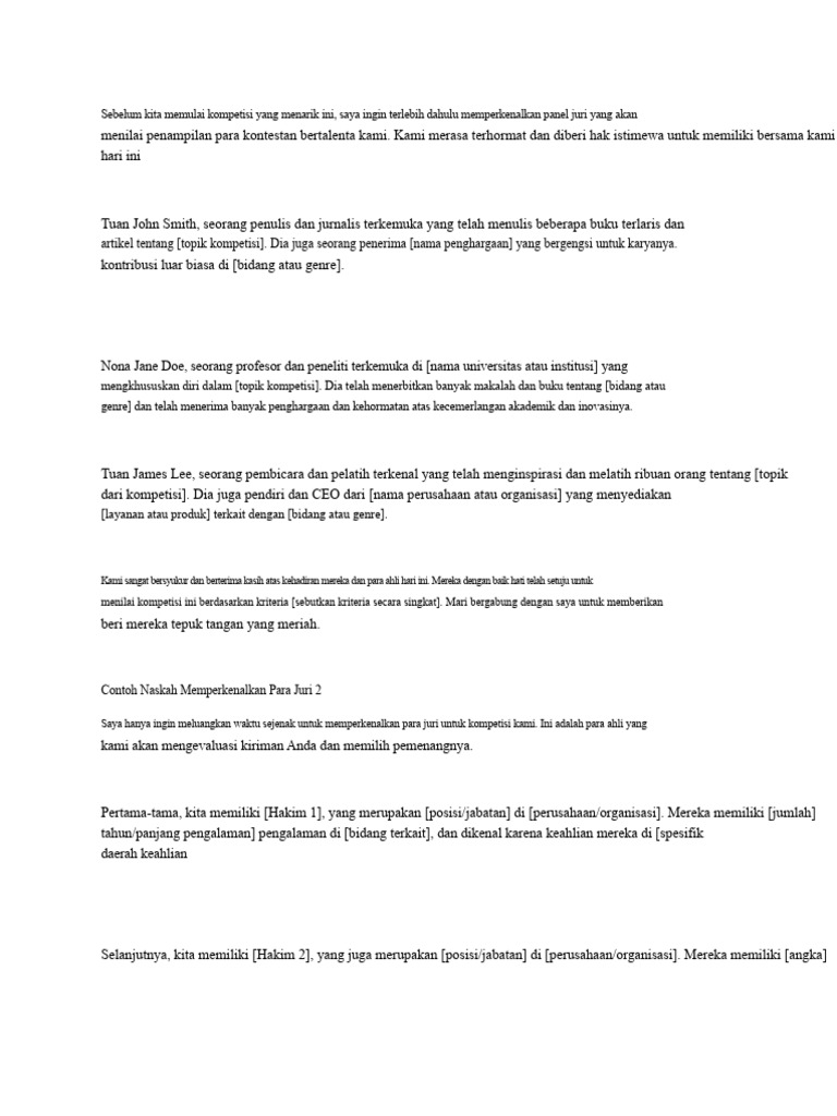 Naskah Untuk Memperkenalkan Dewan Juri | PDF