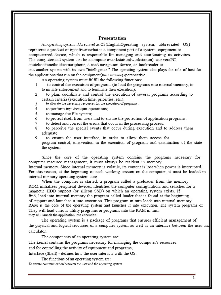 Classification and Characterization of Operating Systems | PDF ...