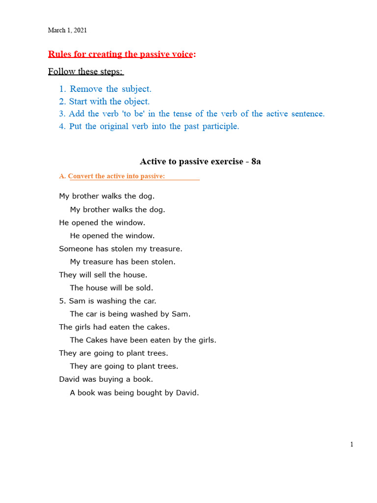 Active To Passive 8th Grade | PDF | Verb