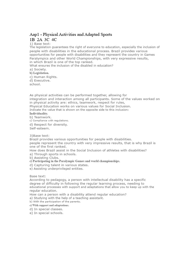 Activities Physical Activities and Adapted Sports | PDF | Ear | Hearing