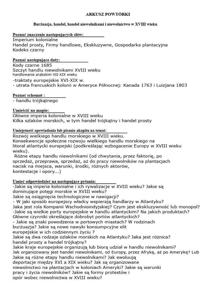 Karta Przeglądowa Burżuazja Handel | PDF