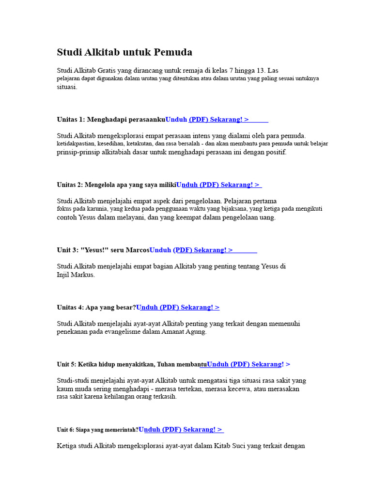 Studi Alkitab Untuk Remaja | PDF