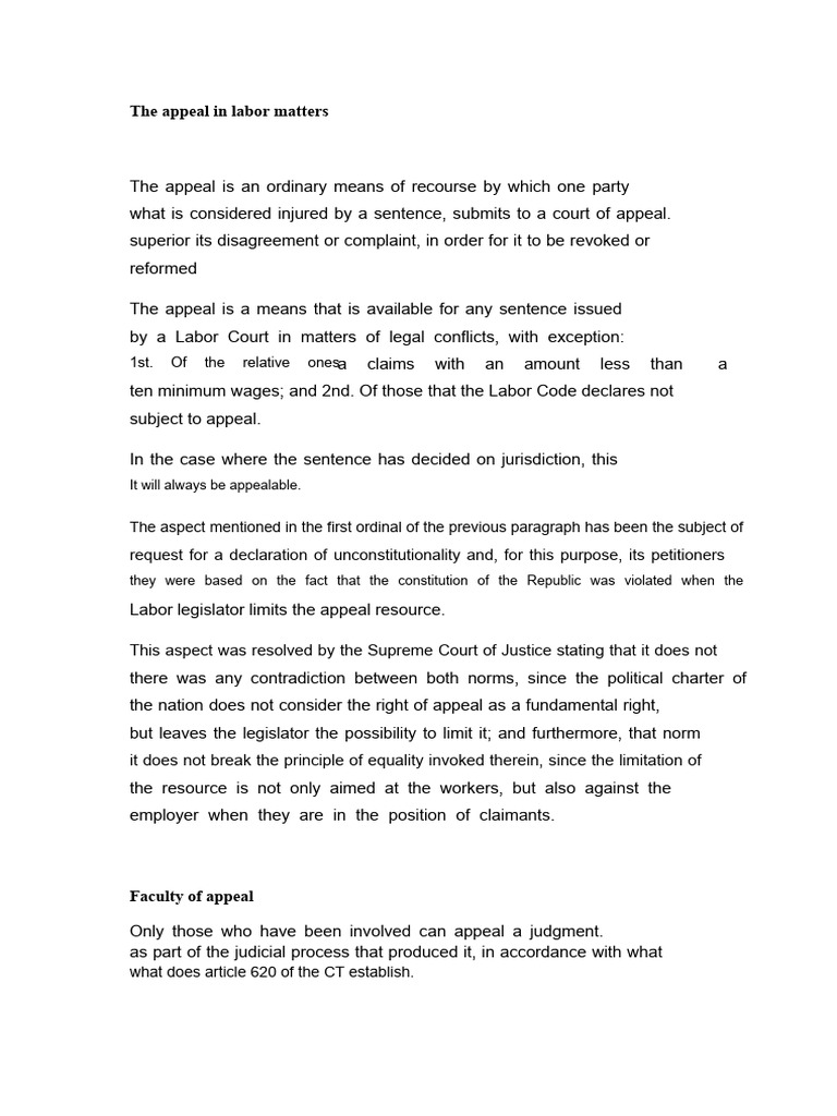 Understanding Labor Appeal Processes | PDF | Appeal | Lawsuit