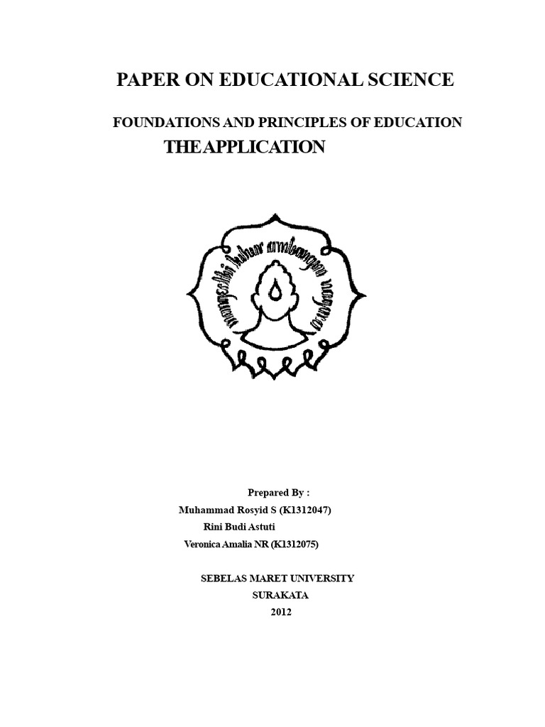 Paper On The Foundations and Principles of Education and Their ...
