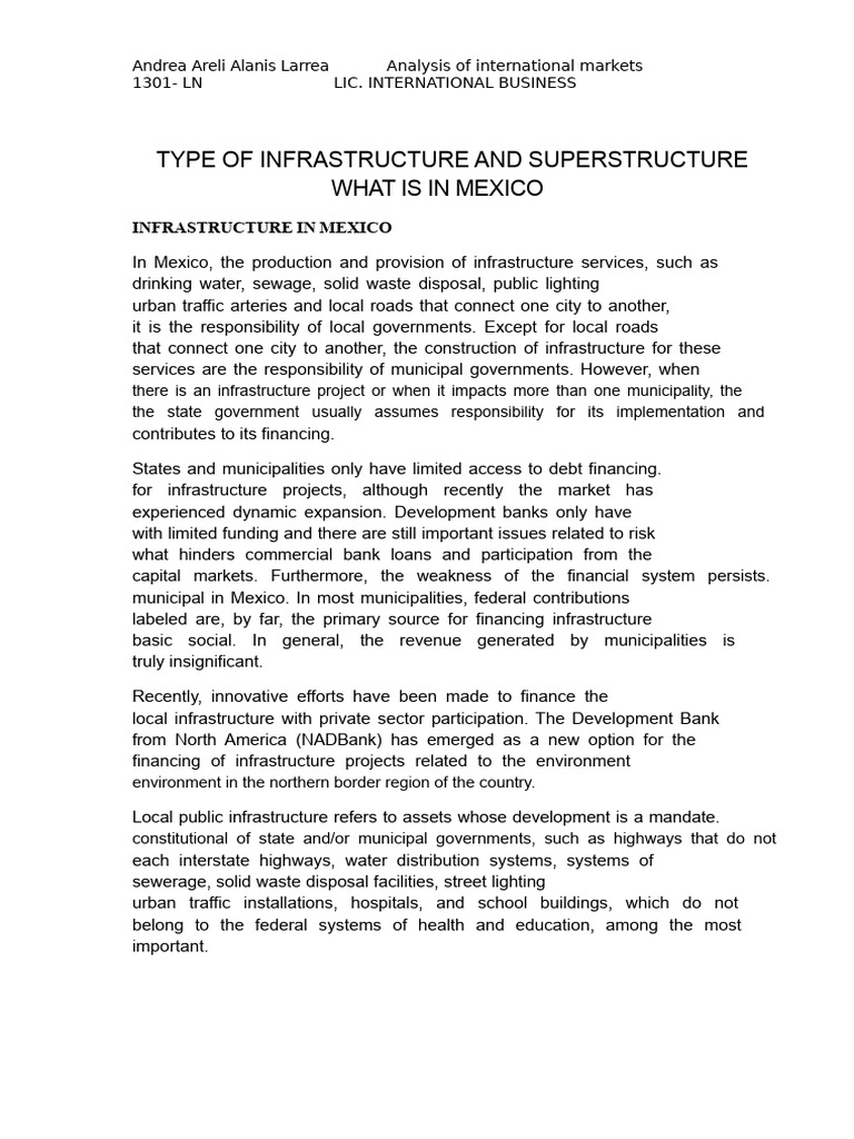 Type of Infrastructure and Superstructure in Mexico | PDF ...