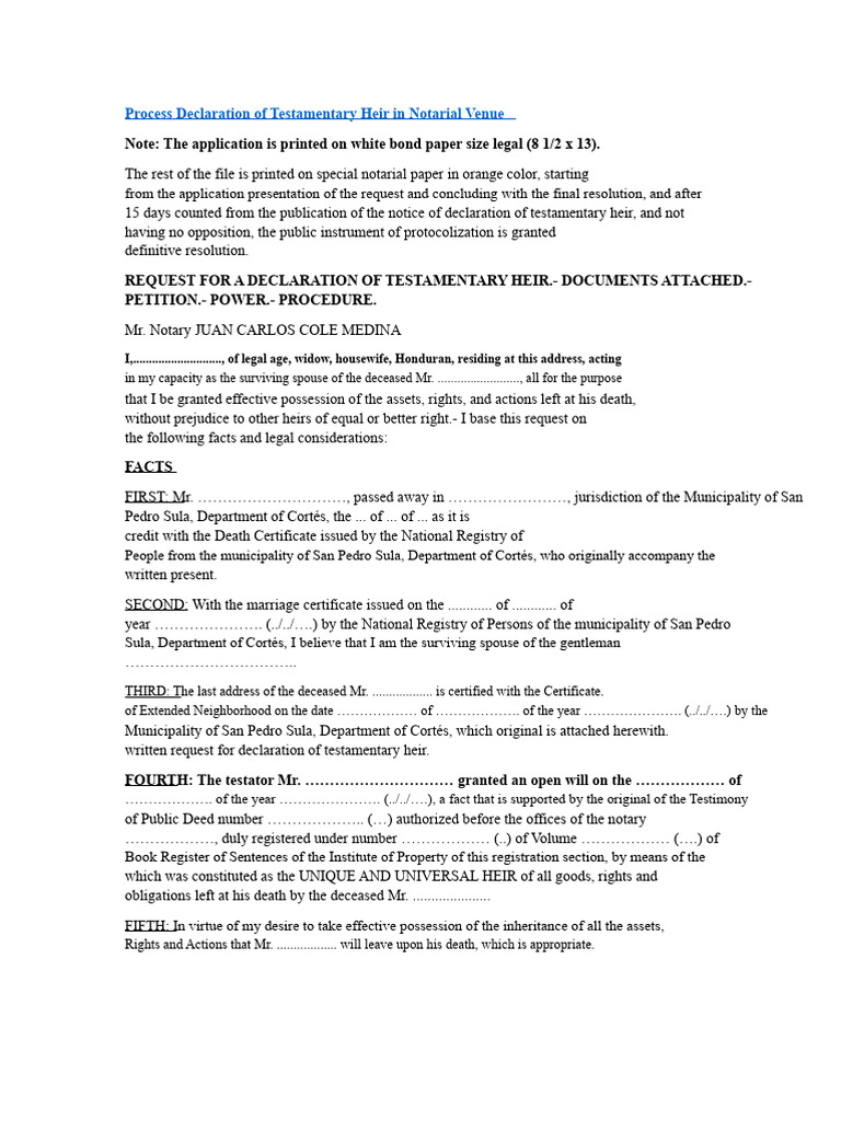 Process of Declaration of Heir in Notarial Office | PDF | Will And ...