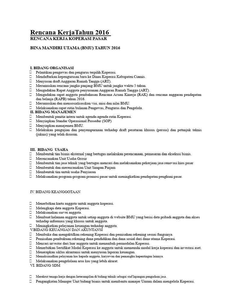 Program Kerja Koperasi | PDF