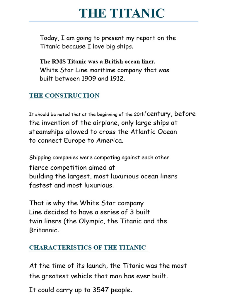 Titanic: Construction and Tragedy Overview | PDF | Ocean Liners ...