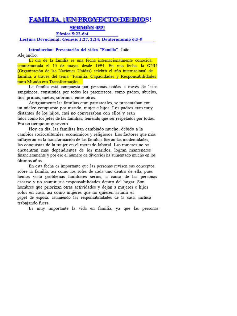¡Familia, Un Proyecto de Dios! | PDF | VIH / SIDA | Cristo (título)