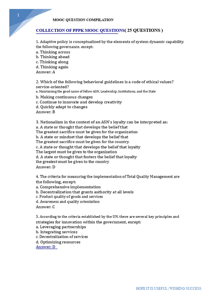 Compilation of 9 Mooc Question Files | PDF | Accountability | Governance