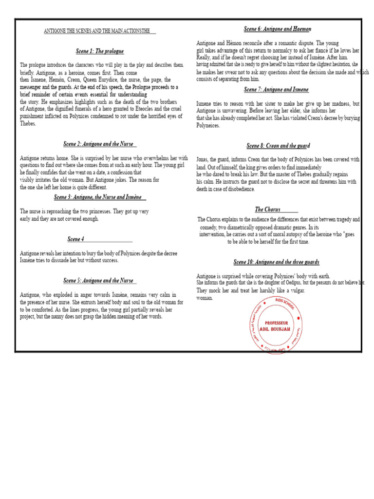 Antigone The Main Scenes and Actions | PDF | Boeotian Mythology ...