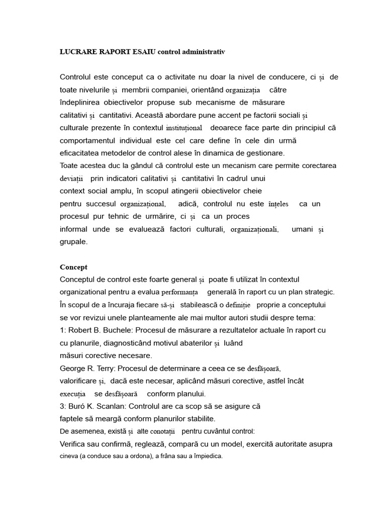 Raport de Control Administrativ | PDF