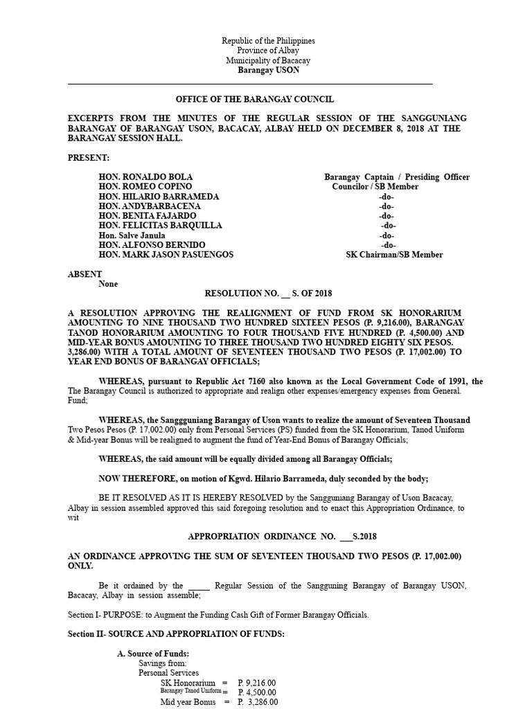 Brgy Resolution Als Realignment - NAHAPUNAN YDF | PDF | Philippines