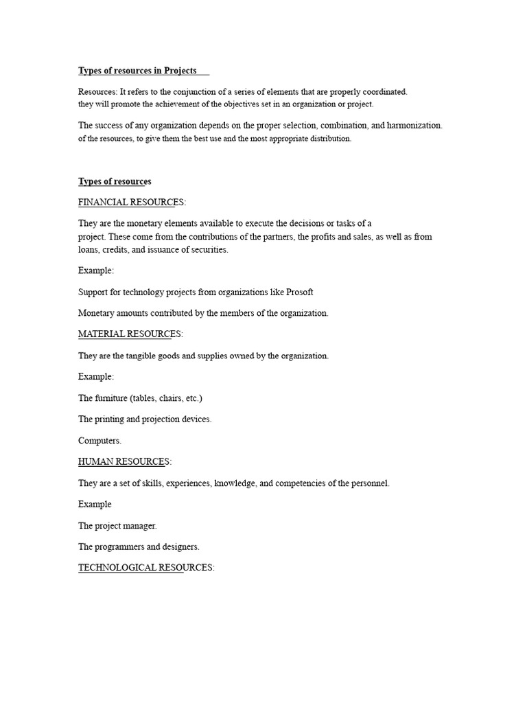 4.1 Classification of Resources | PDF | Project Management | Economies