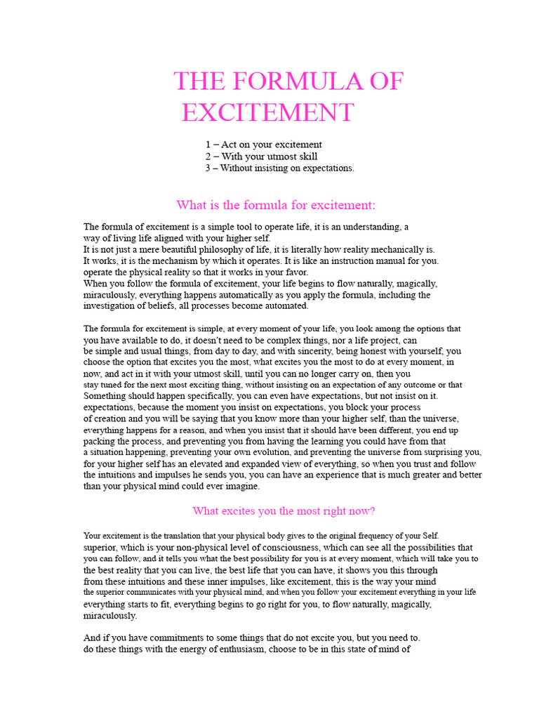 THE FORMULA OF EXCITEMENT - BASHAR | PDF | Anxiety | Mind