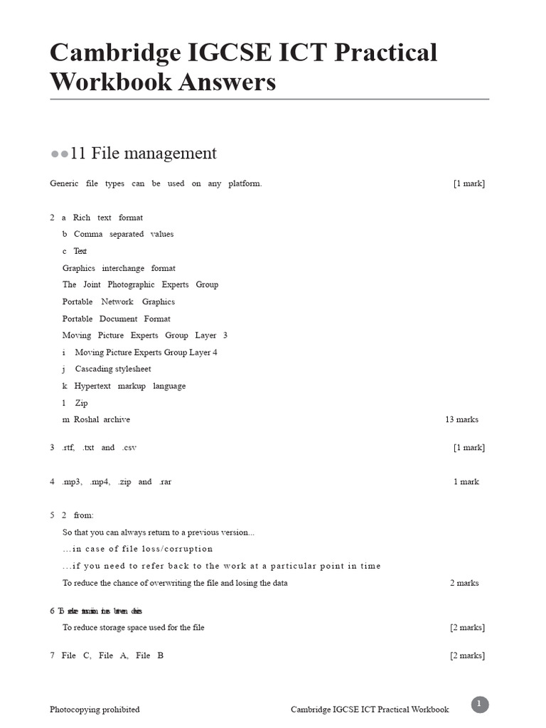 Ans IGCSE ICT PWB 001-032 PDF | PDF | Chart | Numbers