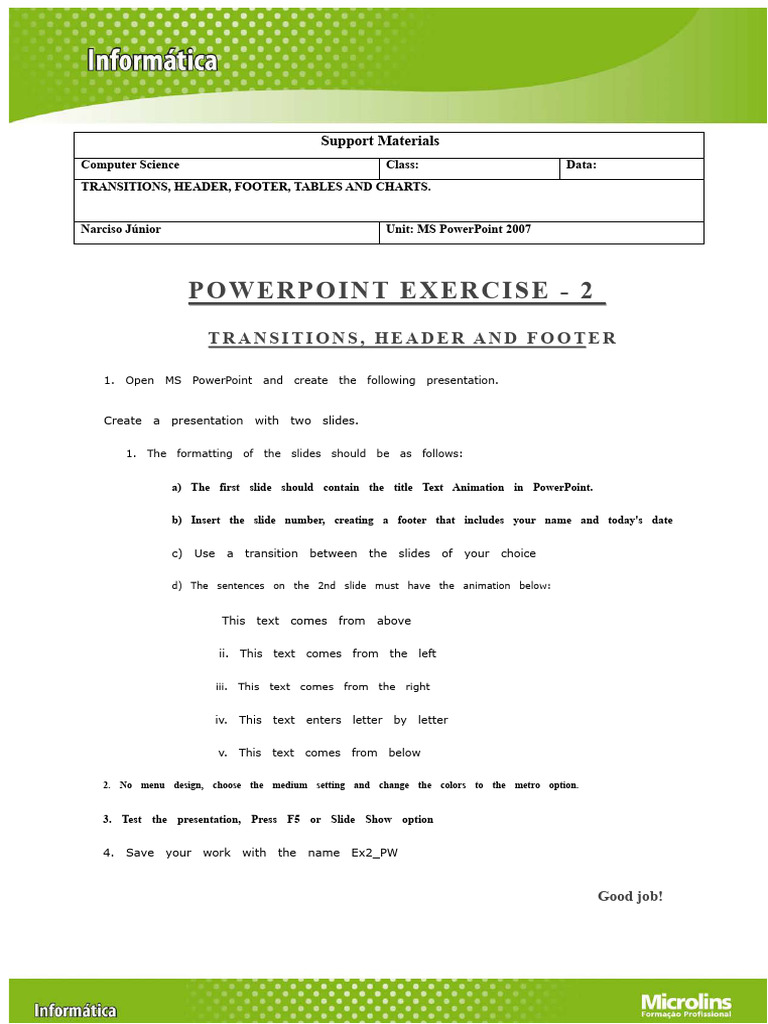 PowerPoint - 2007 - Exercises 2 and 3 | PDF | Microsoft Power Point