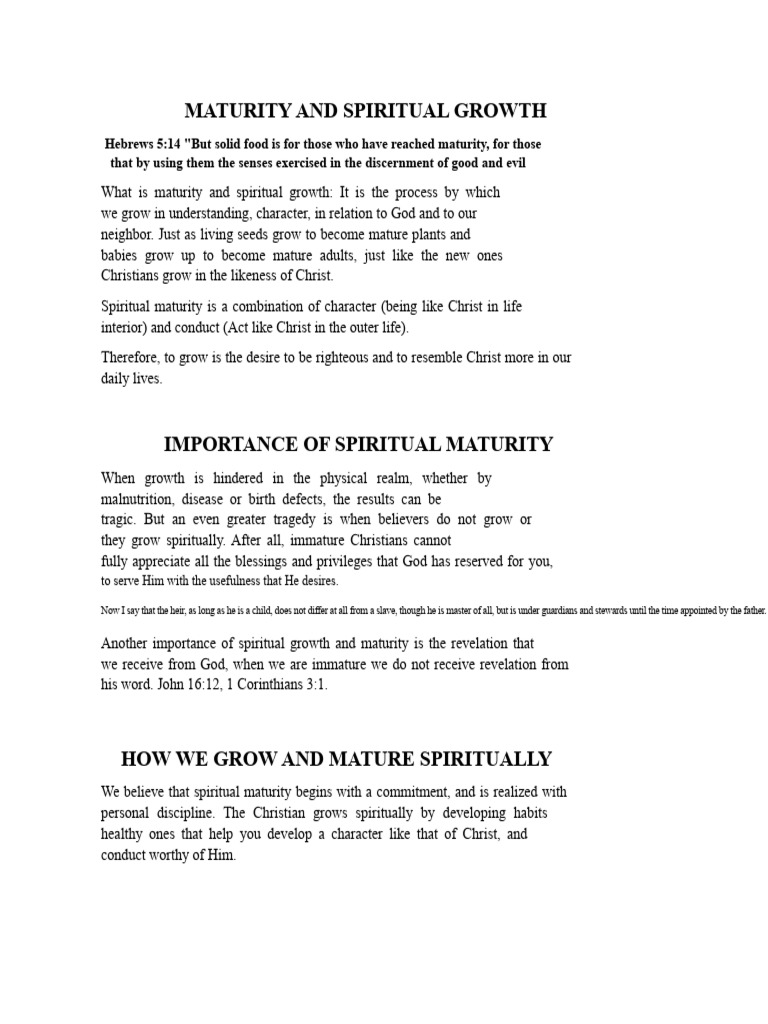 Spiritual Growth and Maturity Guide | PDF | God | Jesus