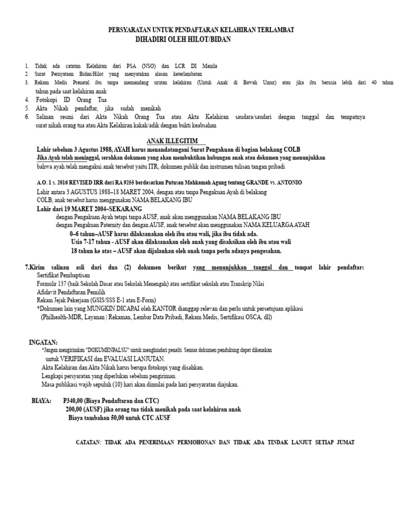 Laporan Registrasi Kelahiran Yang Dilakukan Oleh Hilot Atau Bidan PDF | PDF