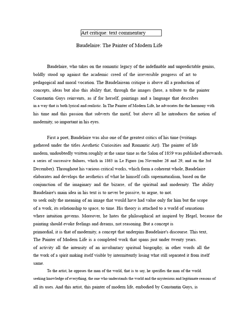 How To Read The Text - Baudelaire The Painter of Modern Life | PDF ...