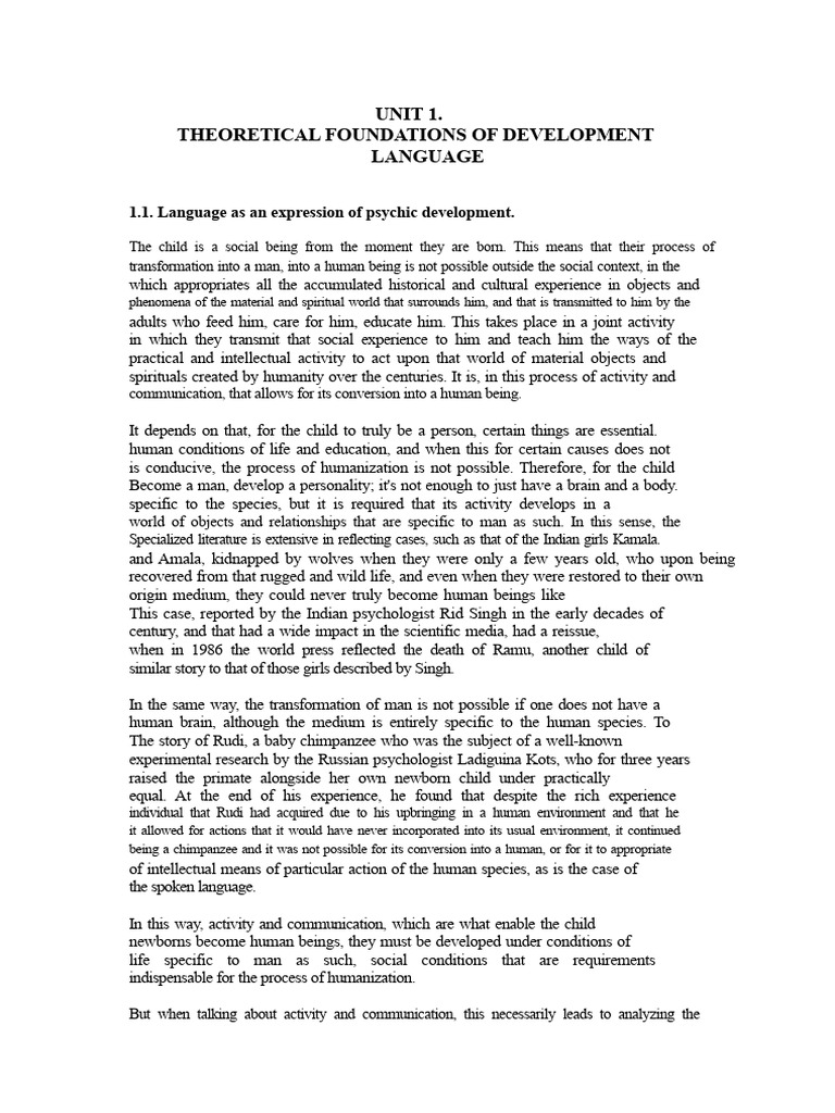 Theoretical Foundations of Language Development | PDF | Thought | Perception