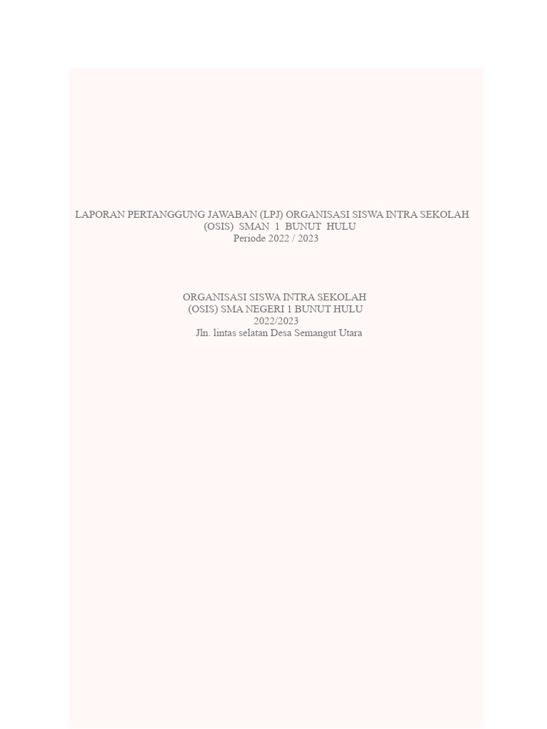 LPJ OSIS SMAN 1 Bunut Hulu 2022/2023 | PDF