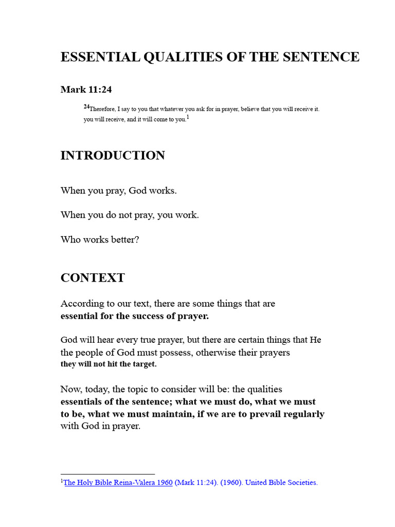 Essentials for Effective Prayer | PDF | Prayer | God