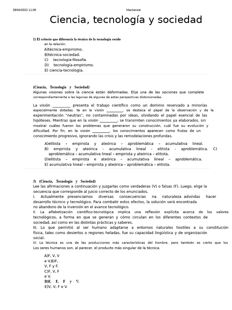 Ciencia Tecnología y Sociedad | PDF | Empirismo | Conocimiento