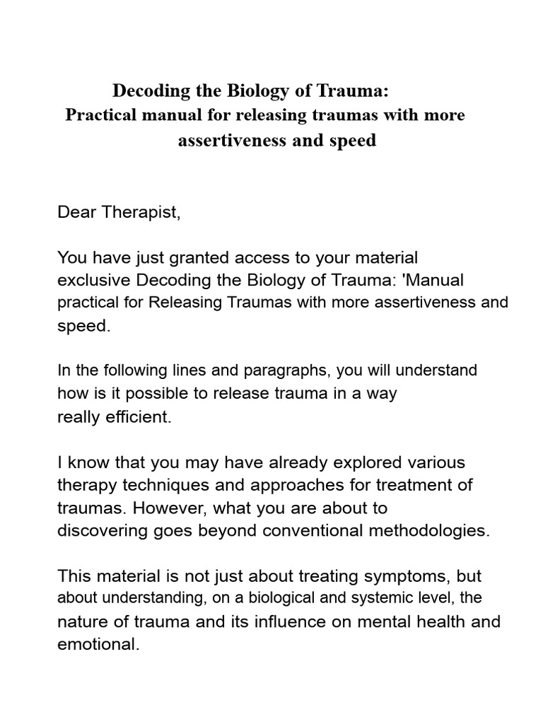 Biology of Trauma: Quick Release Guide | PDF | Psychological Trauma ...