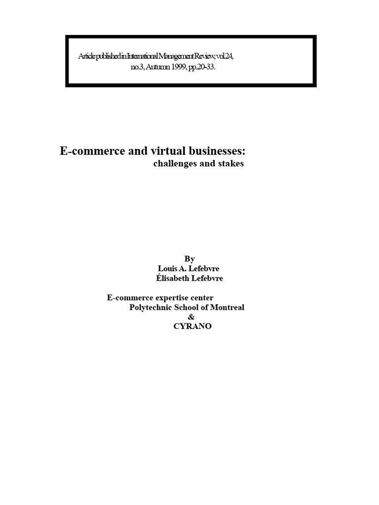 Challenges and Issues of E-Commerce - Management Review - 2 | PDF ...