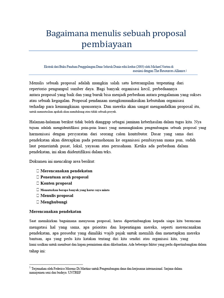 Cara Menulis Proposal Pendanaan PDF | PDF