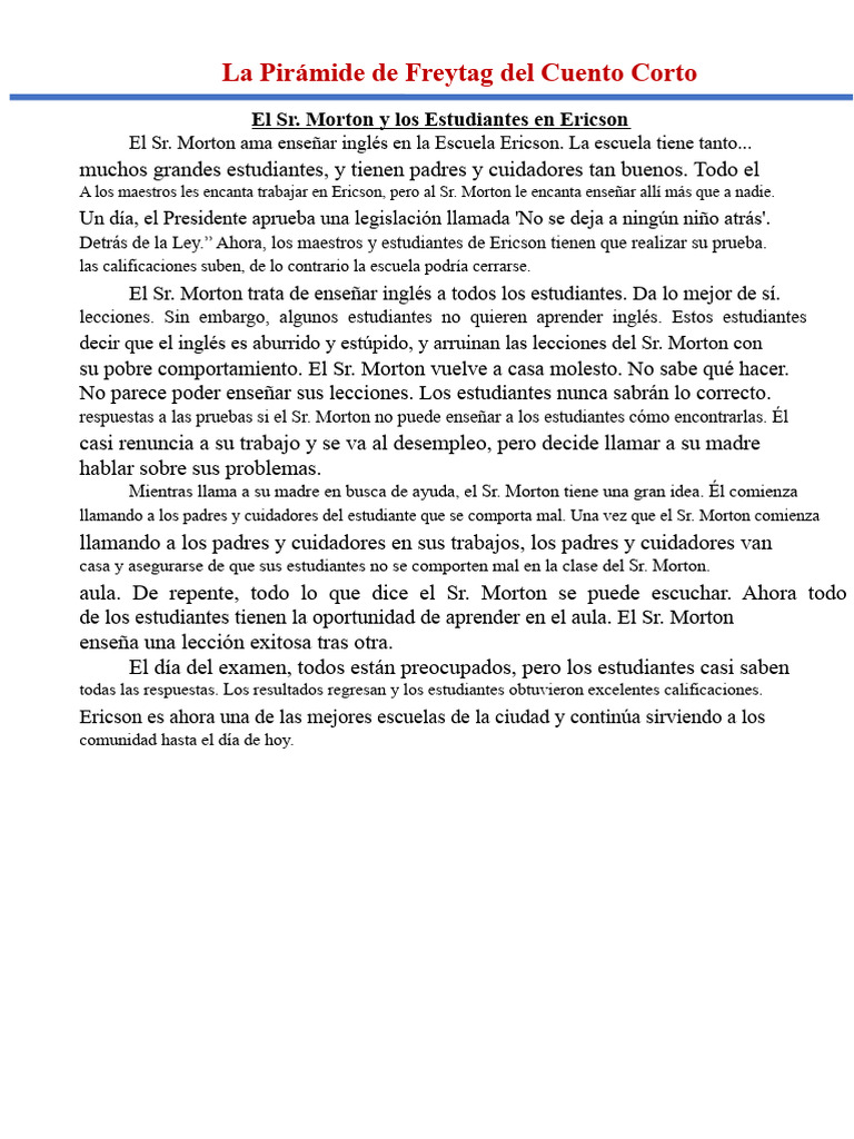 La Pirámide de Freytag en Cuentos Cortos | PDF