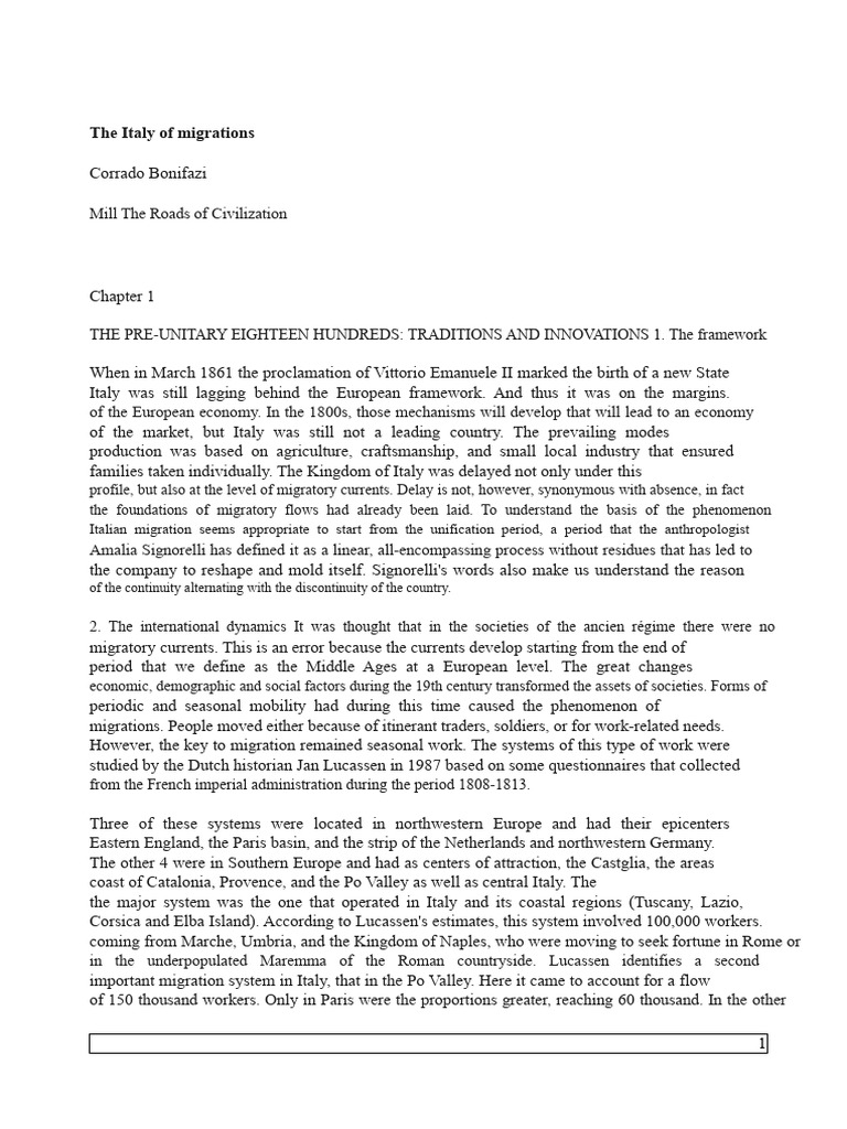 Italy of Migrations, Bonifazi | PDF | Immigration | Human Migration