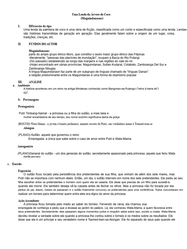 Lenda da Origem do Coco Maguindanao | PDF | Amor | Príncipe