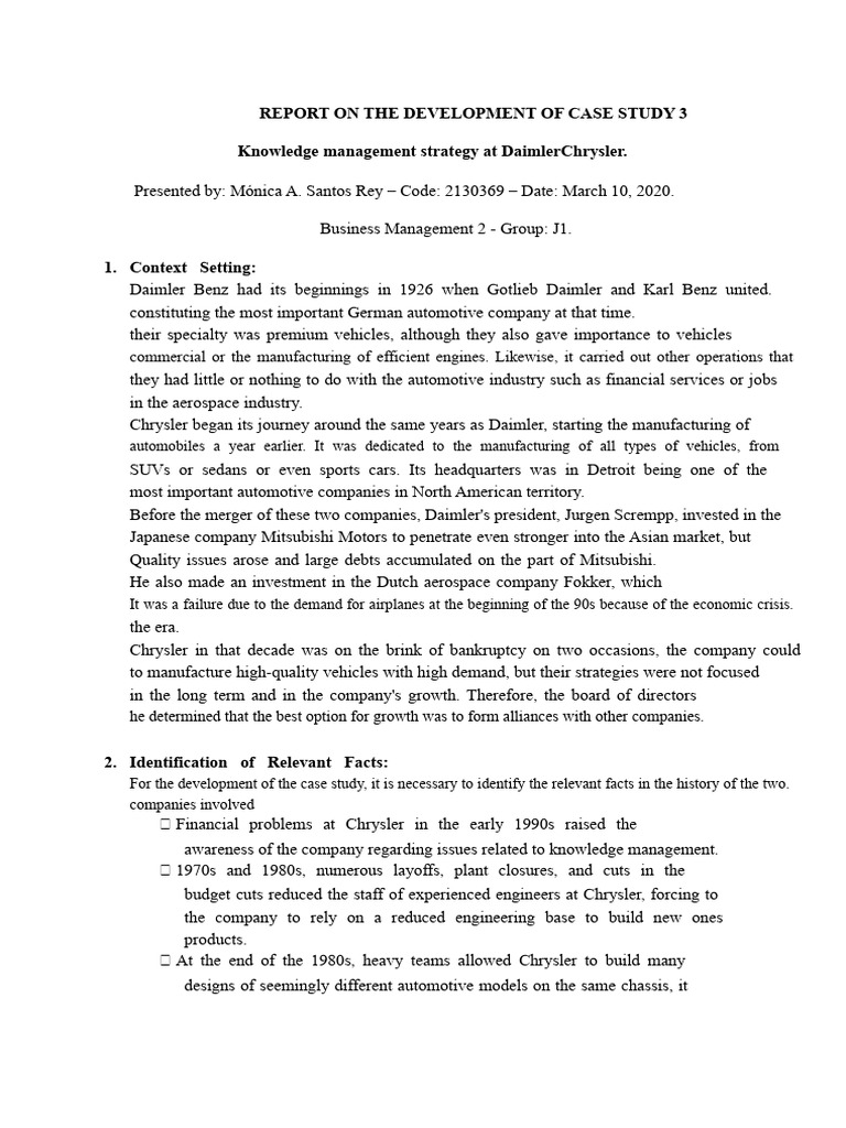 Case Study Knowledge Management Pdf Knowledge Chrysler