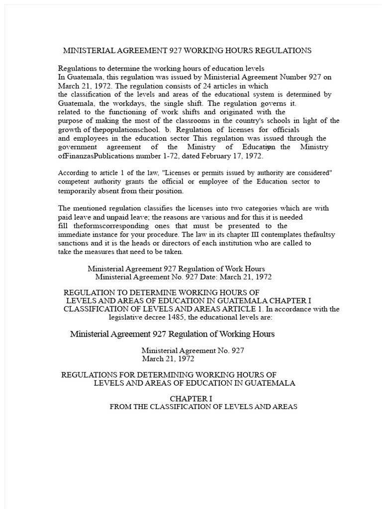 Guatemala Education Working Hours Regulation | PDF | Working Time ...