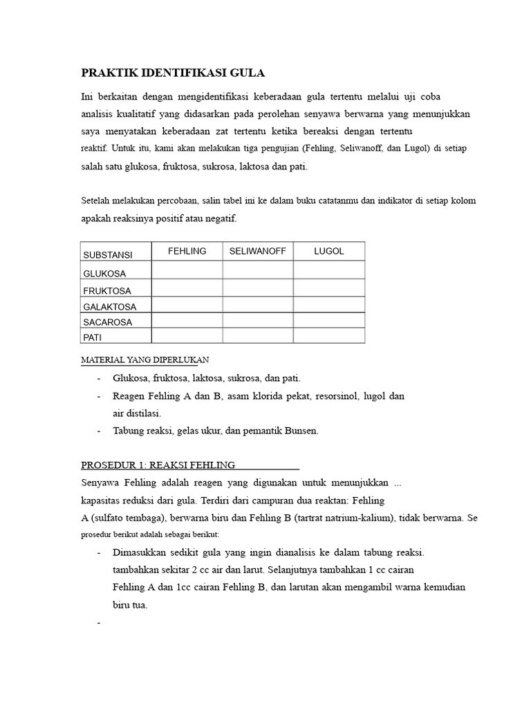 Praktik Identifikasi Gula | PDF