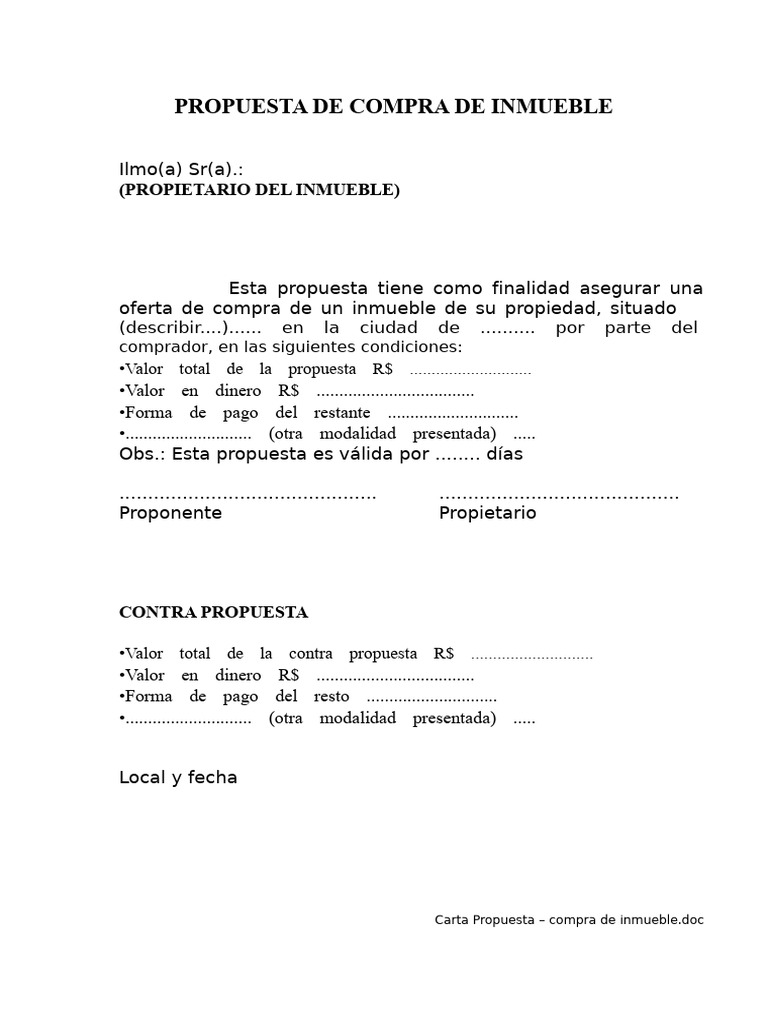Propuesta de Compra de Inmueble | PDF