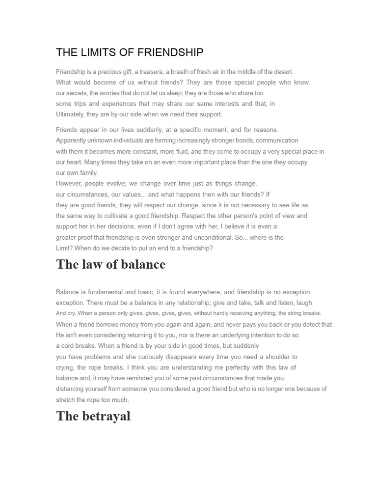 The Limits of Friendship | PDF