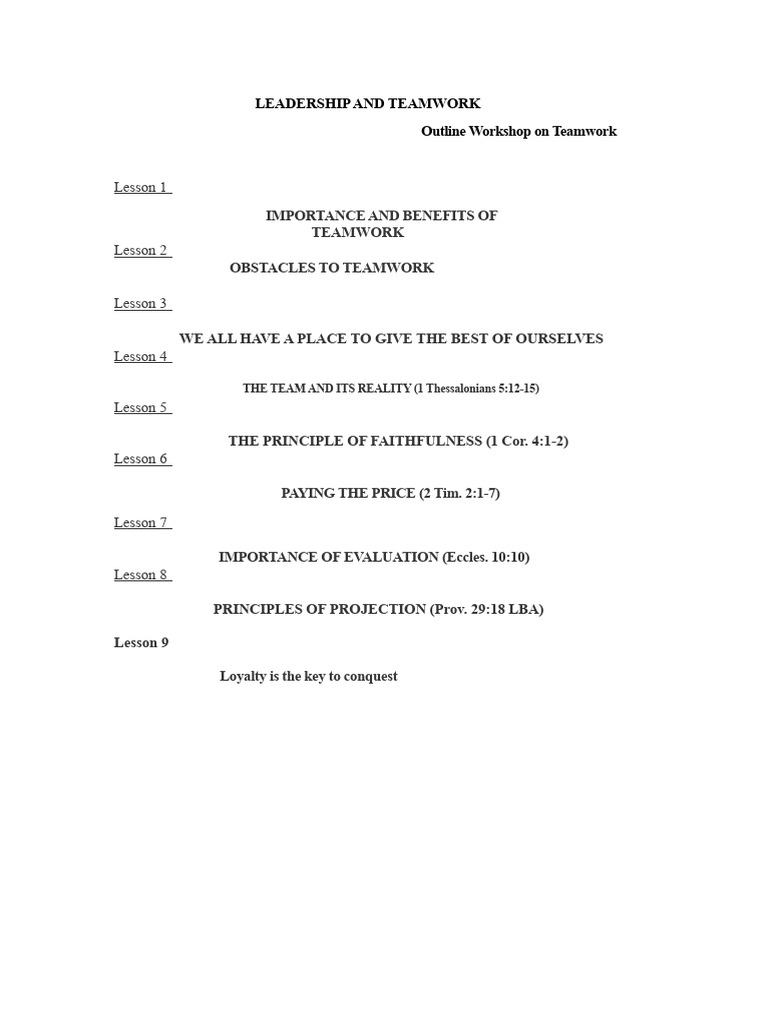 Outline Leadership and Teamwork | PDF