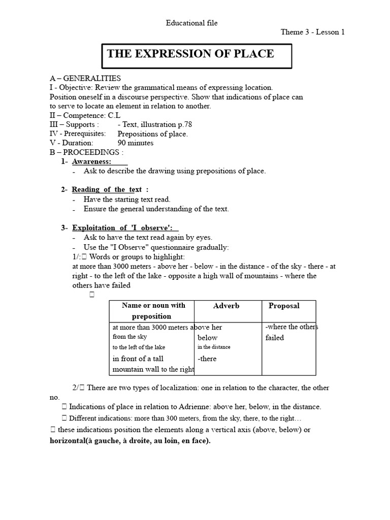 Prepositions of Place in Context | PDF | Adverb | Languages