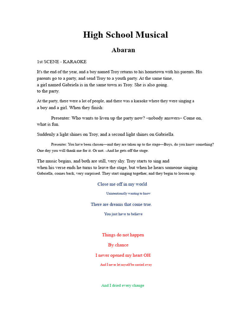 High School Musical: Troy and Gabriella's Journey | PDF