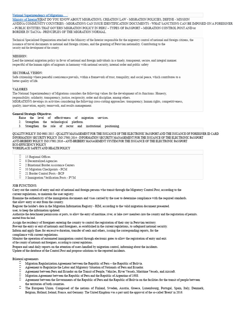 Migration Interview - Questions | PDF | Latin America | Passport