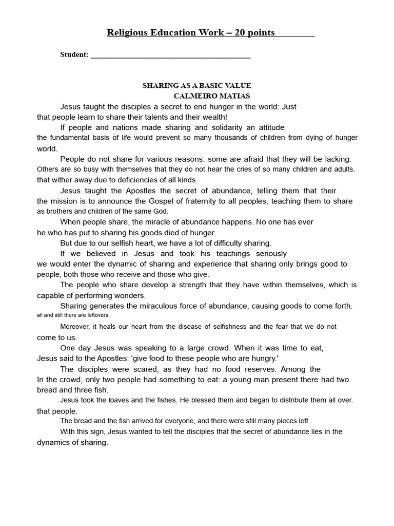 Religious Education Activities | PDF | Jesus | Disciple (Christianity)