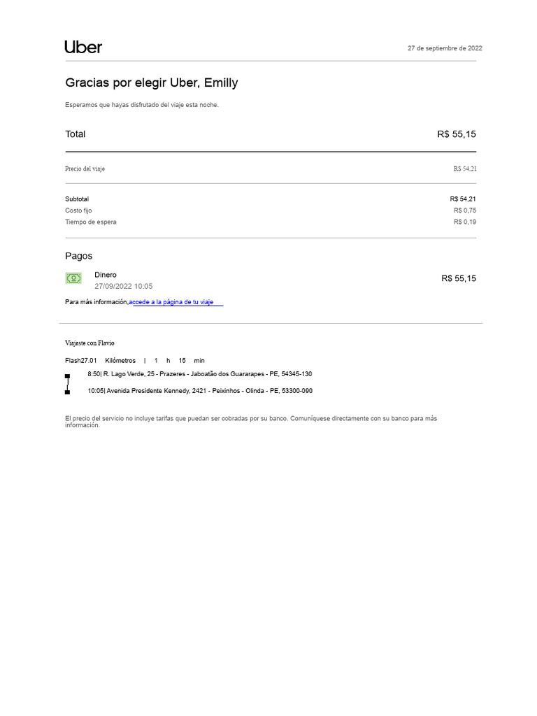 Recibo (Uber) | PDF