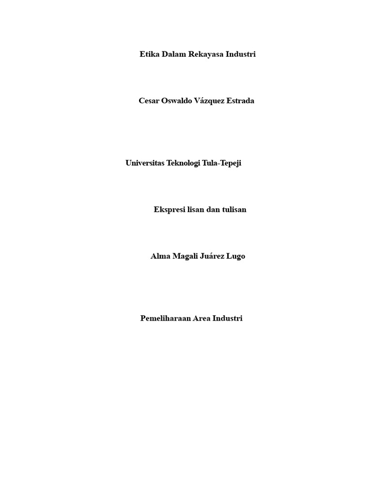 Esai Etika Dalam Rekayasa Industri Selesai 2.0 | PDF